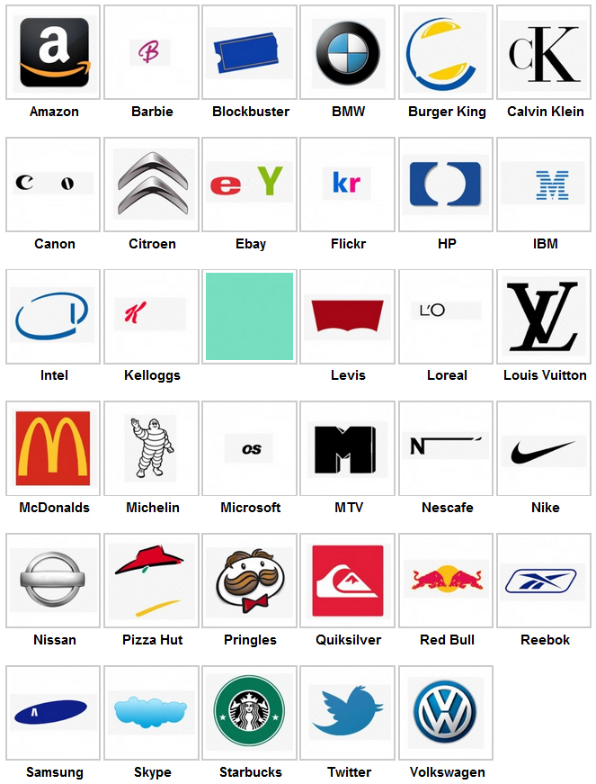 Logo Quiz Answers Level 1 Games Answers